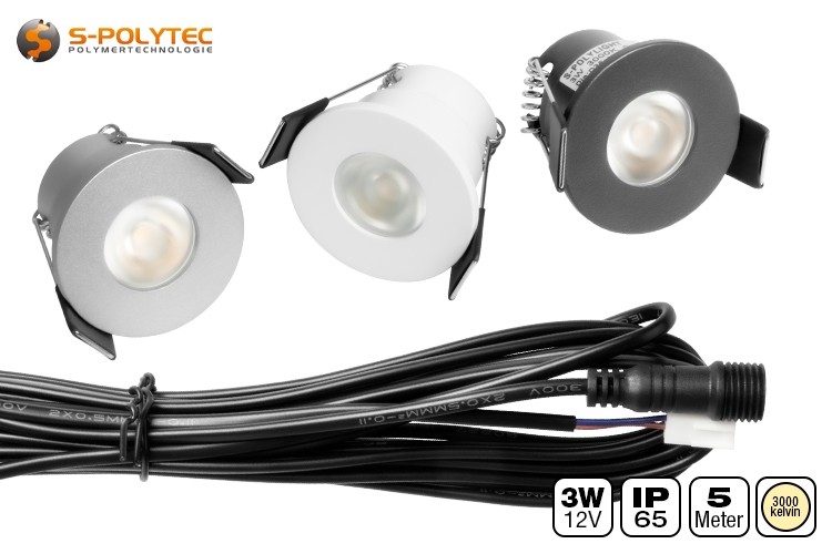 3W Outdoor-LED-Einbaustrahler Mini (3000K, Warmweiß)
